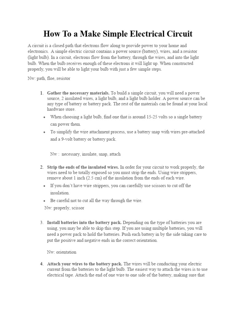 How To Make Simple Electrical Circuit | Download Free PDF | Screw ...