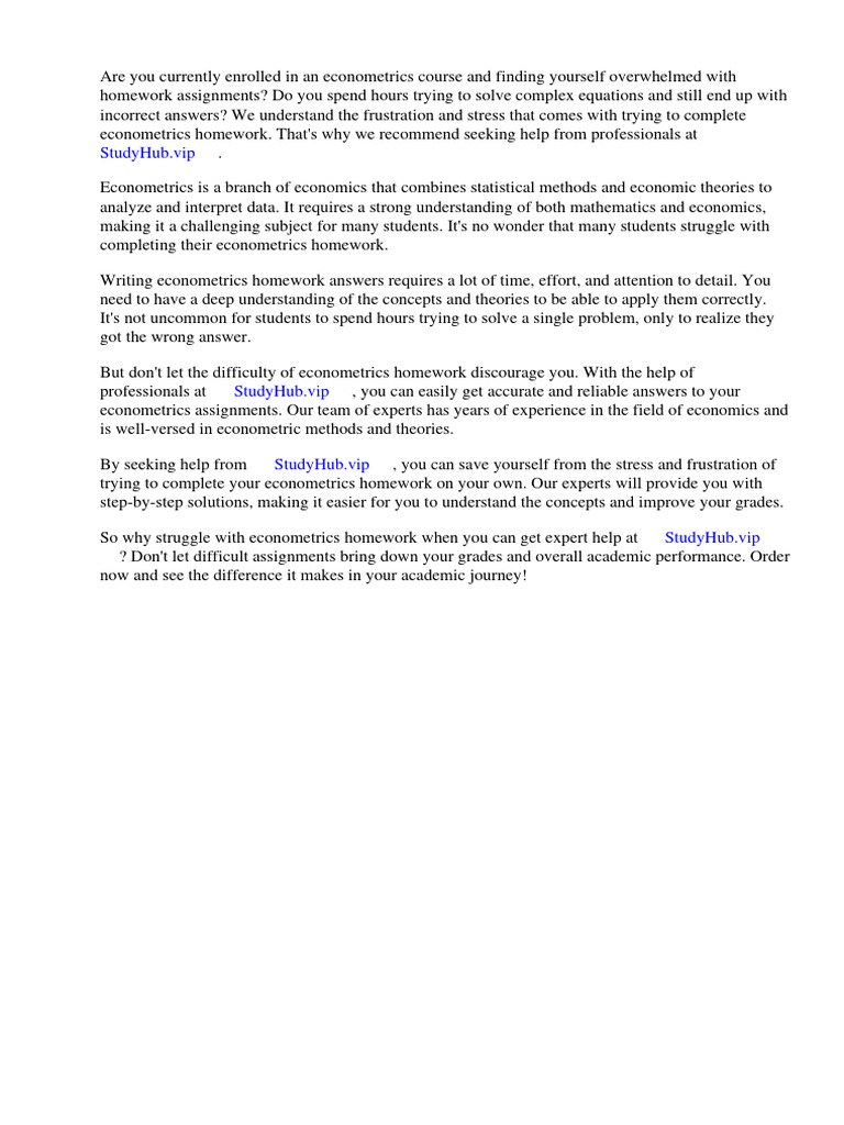 Econometrics Homework Answers Download Free Pdf Ordinary Least Squares Econometrics