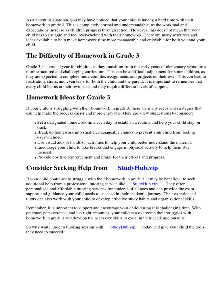 Homework Grade 3 Ideas | PDF | Worksheet | Homework
