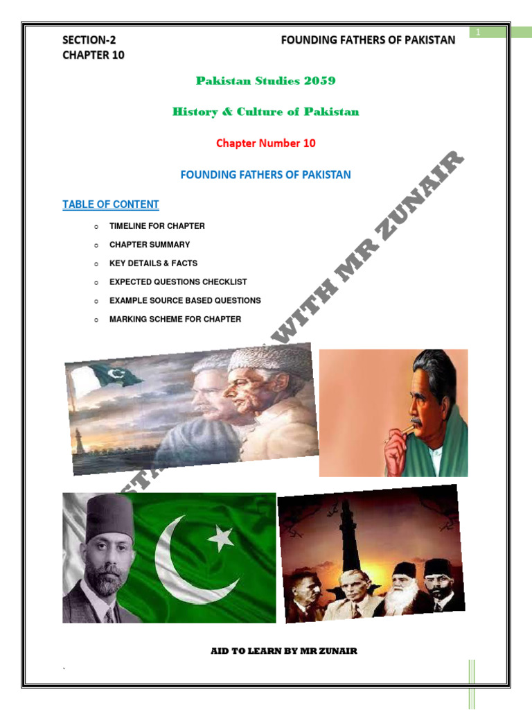 P1 Chapter10 Founding Fathers of Pakistan Notes Series PKST BY MR ...