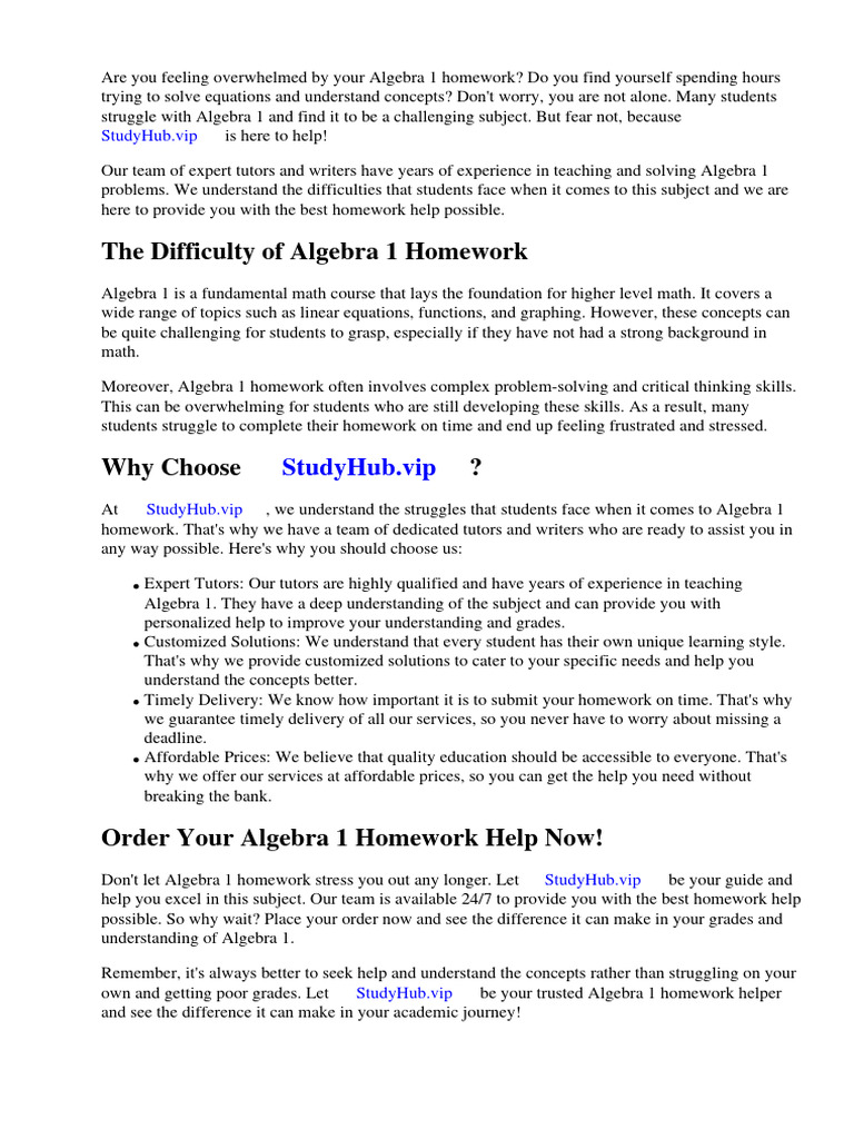 Algebra 1 Homework Helper | PDF | Mathematics | Algebra
