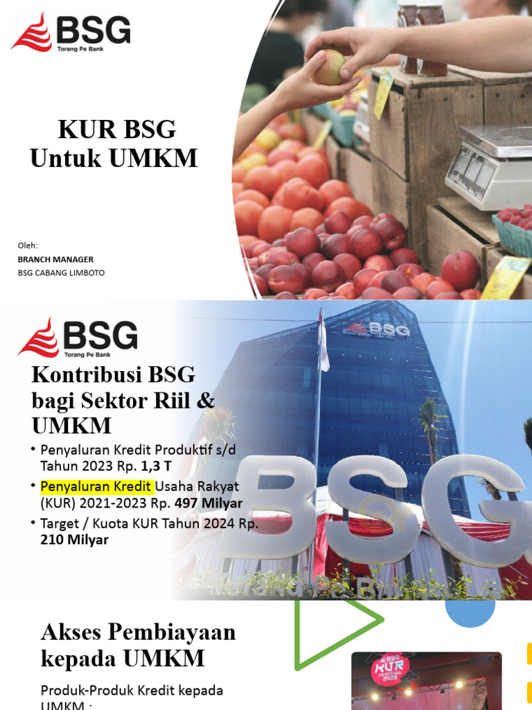 Presentasi Kur BSG Untuk Umkm Cabang Limboto | PDF