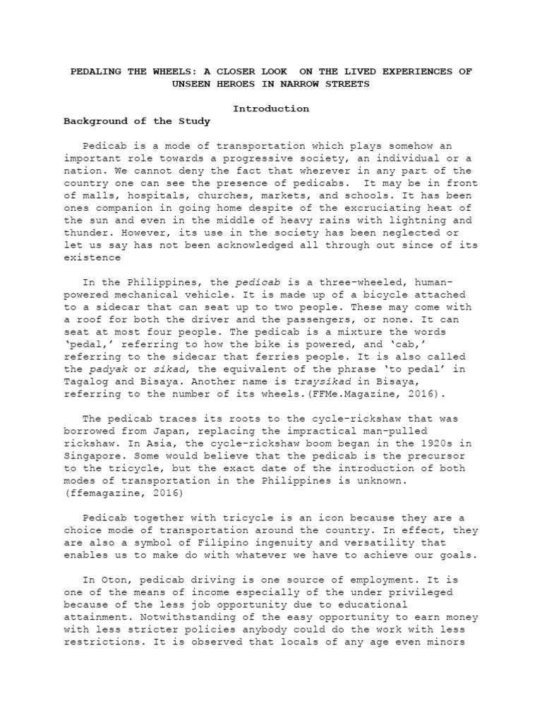 Example of Background of The Study 1 | PDF | Transport | Land Transport