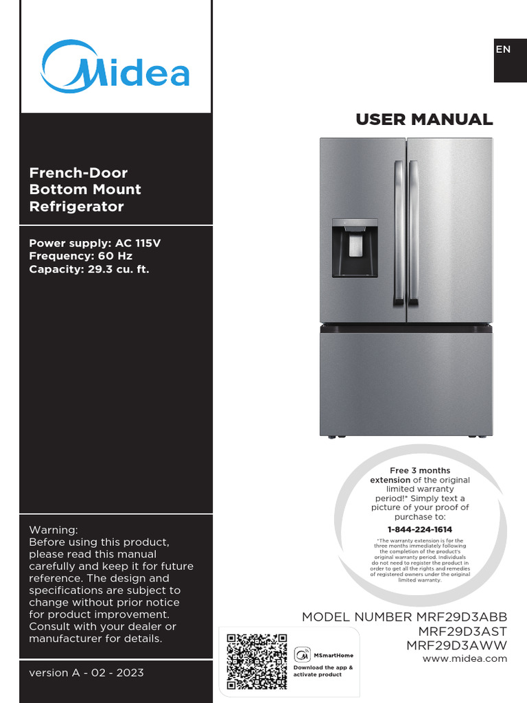 Midea Refrigerator User Manual | PDF | Power Supply | Information And ...