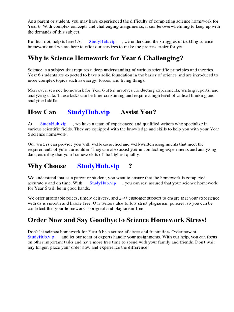 Year 6 Science Homework Help | PDF | Science | Worksheet