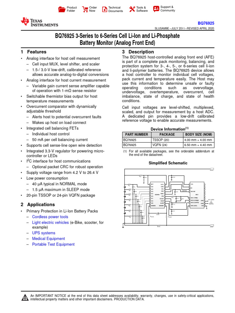 Li-Ion Battery Monitor Guide | PDF | Electrostatic Discharge | Analog ...
