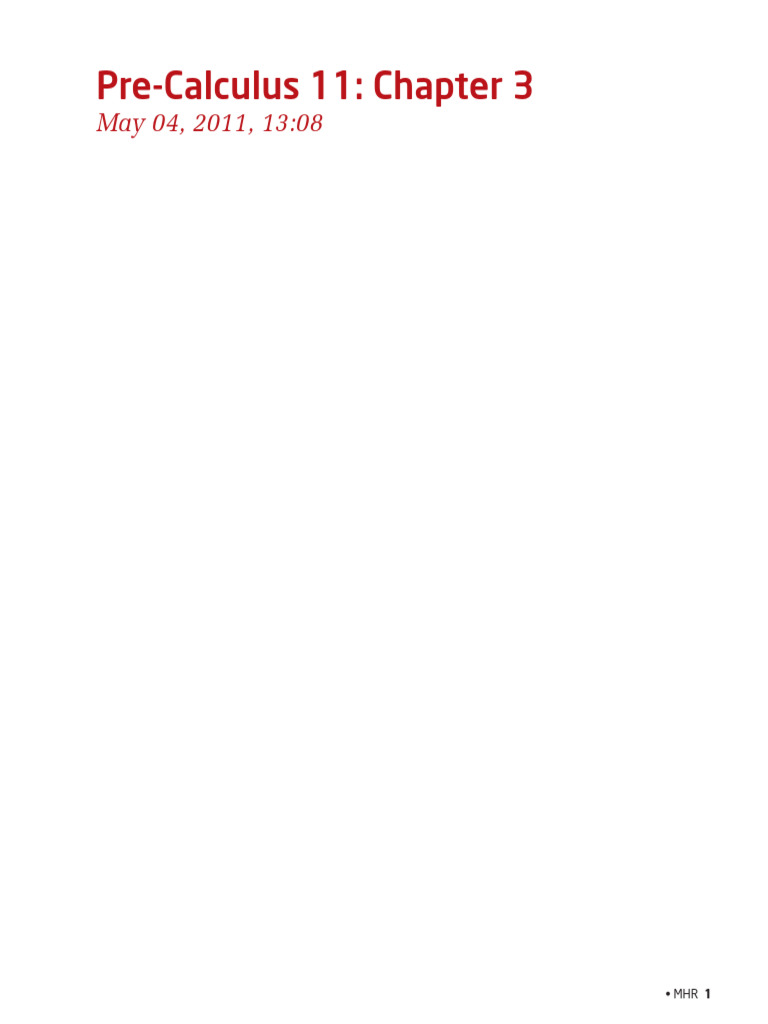 Pre-Calculus 11 Textbook CH 3 | PDF | Pixel | Quadratic Equation