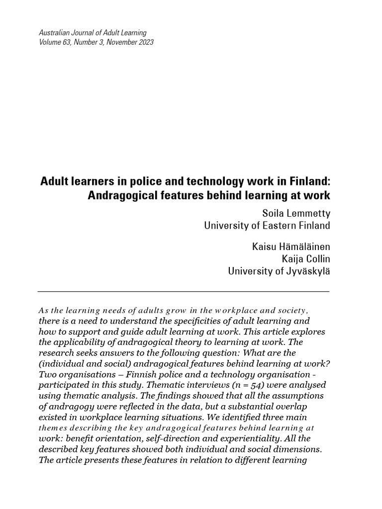 EJ1409336 | Download Free PDF | Learning | Adult Education