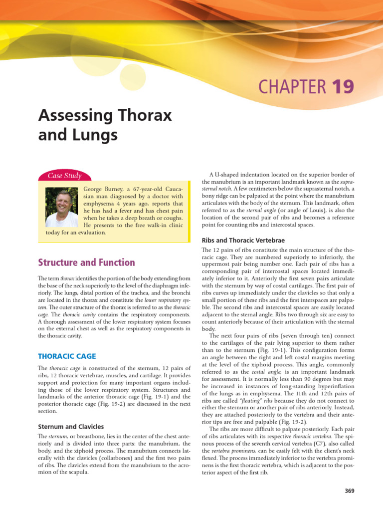 7 Assessing Thorax and Lungs | PDF | Lung | Thorax