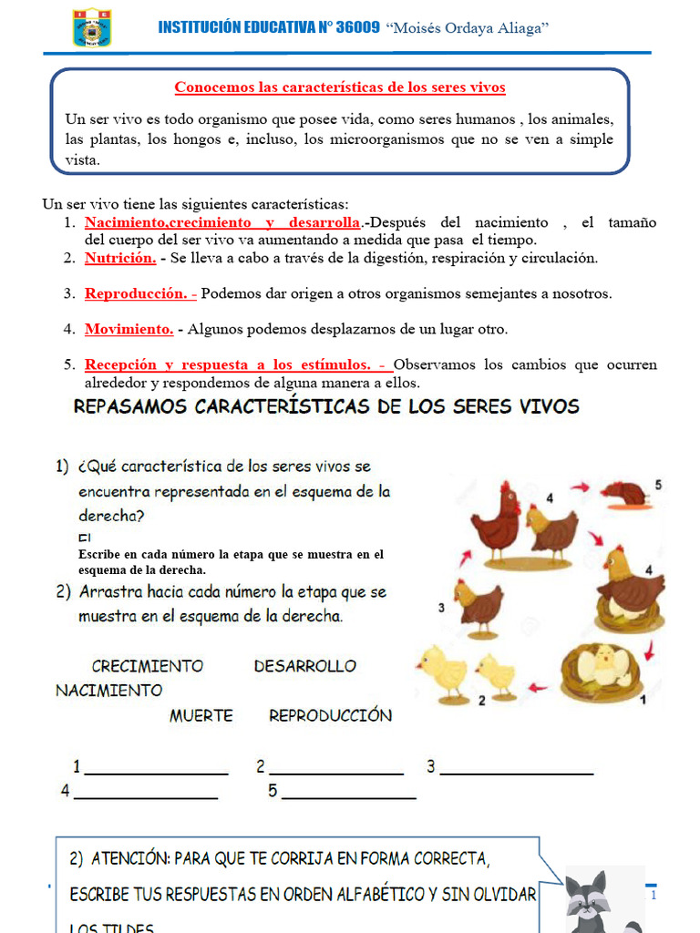 Funciones Vitales de los Seres Vivos | PDF | Ciencias sociales ...