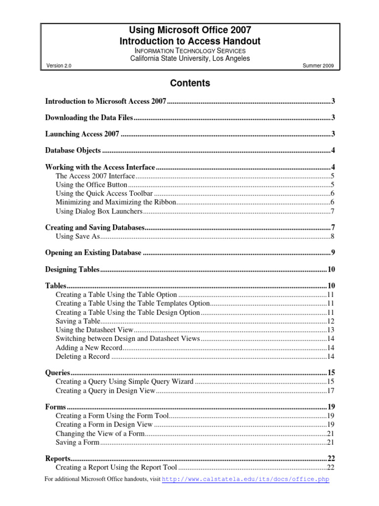 Access 2007 P 1 | PDF | Microsoft Access | Databases