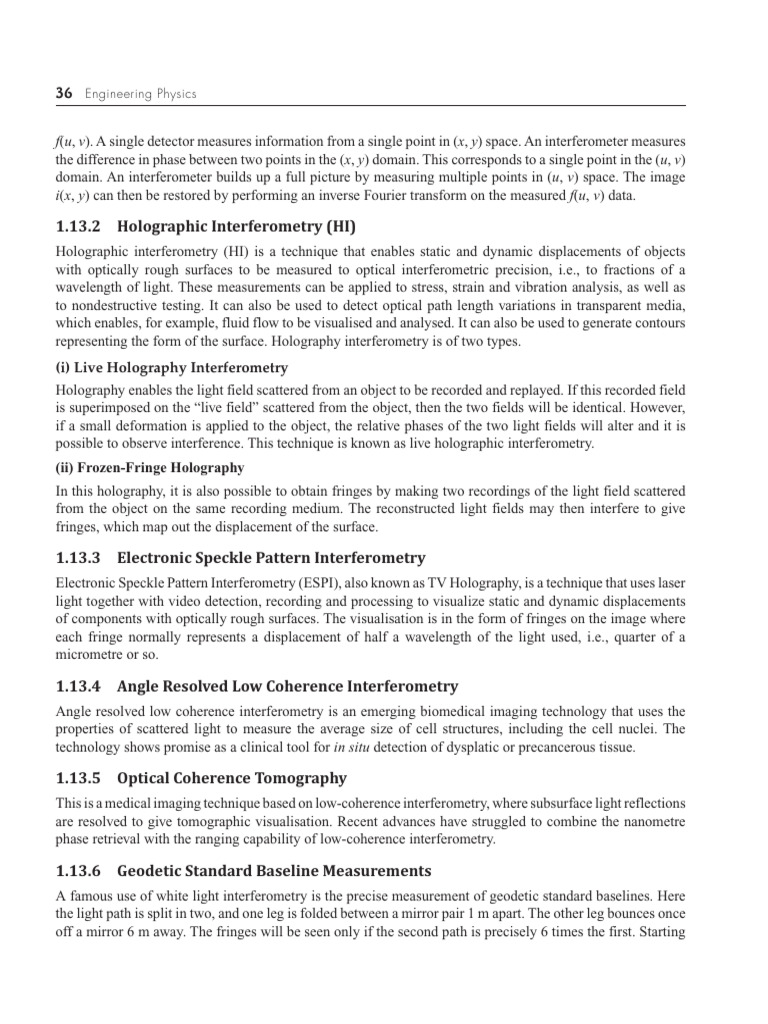 Holographic Interferometry Techniques | PDF | Interferometry | Holography