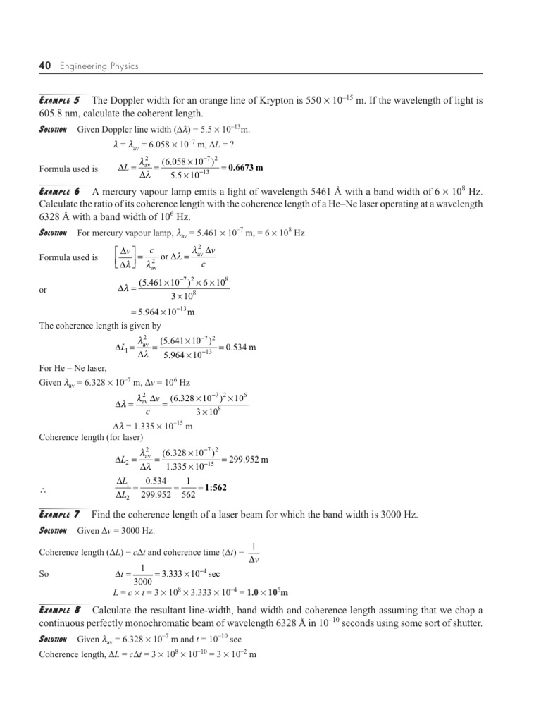 Coherence Length Calculations in Physics | PDF | Coherence (Physics ...