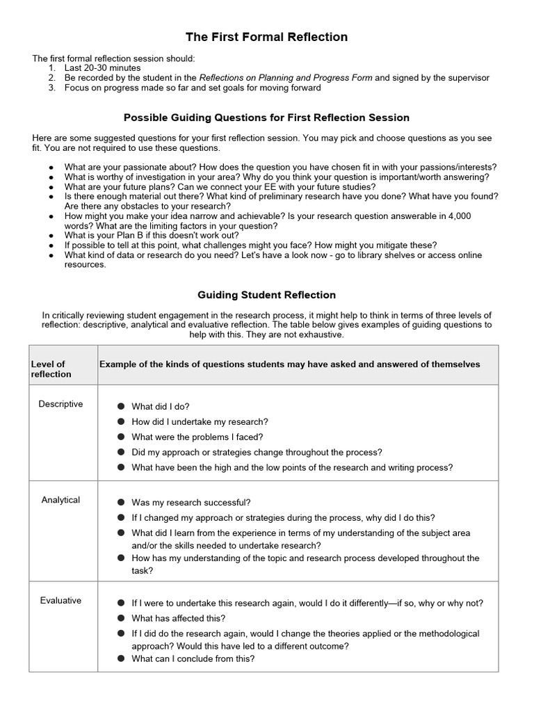 First Formal Reflection Guide | PDF | Methodology | Human Communication