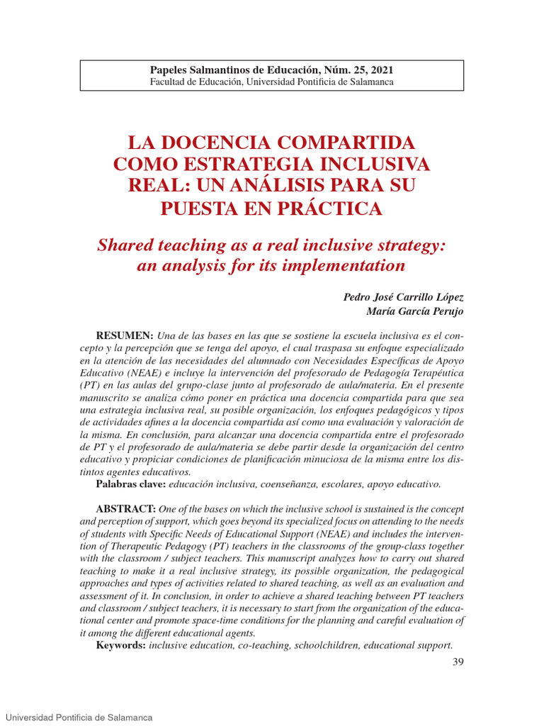 Docencia Compartida | PDF | Enseñando | Maestros