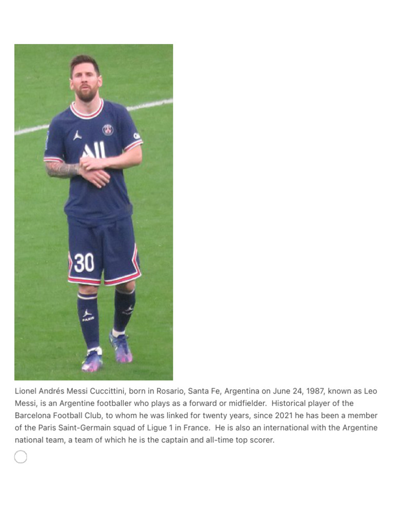 Lionel Andrés Messi Cuccittini, born in Rosario, Santa Fe, Argentina… | PDF