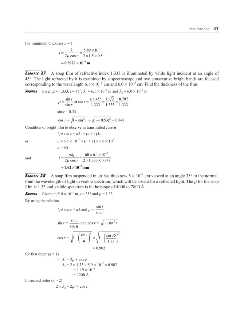 Soap Film Interference Calculations | PDF | Light | Electromagnetic Spectrum