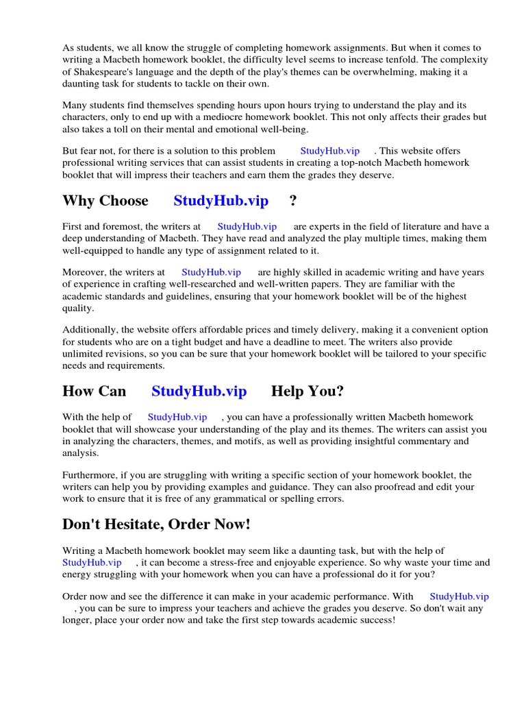 Macbeth Homework Booklet | PDF | Facebook | Linked In Macbeth Homework Booklet | PDF | Facebook | Linked In