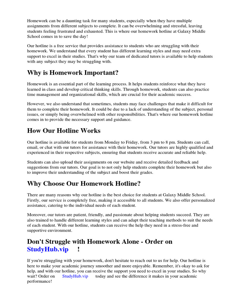 Homework Hotline Galaxy Middle School | Download Free PDF | Homework