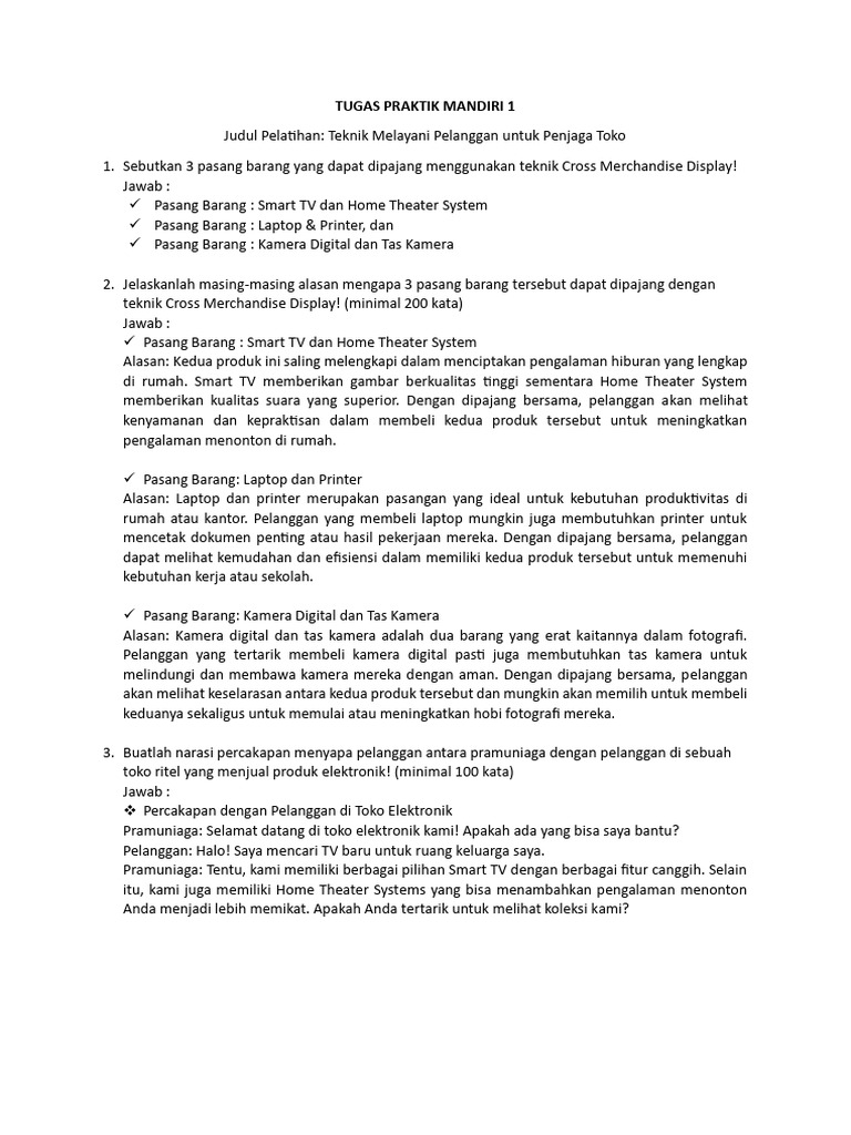 TPM1 - Teknik Melayani Pelanggan - IRMA TAMRIN | PDF