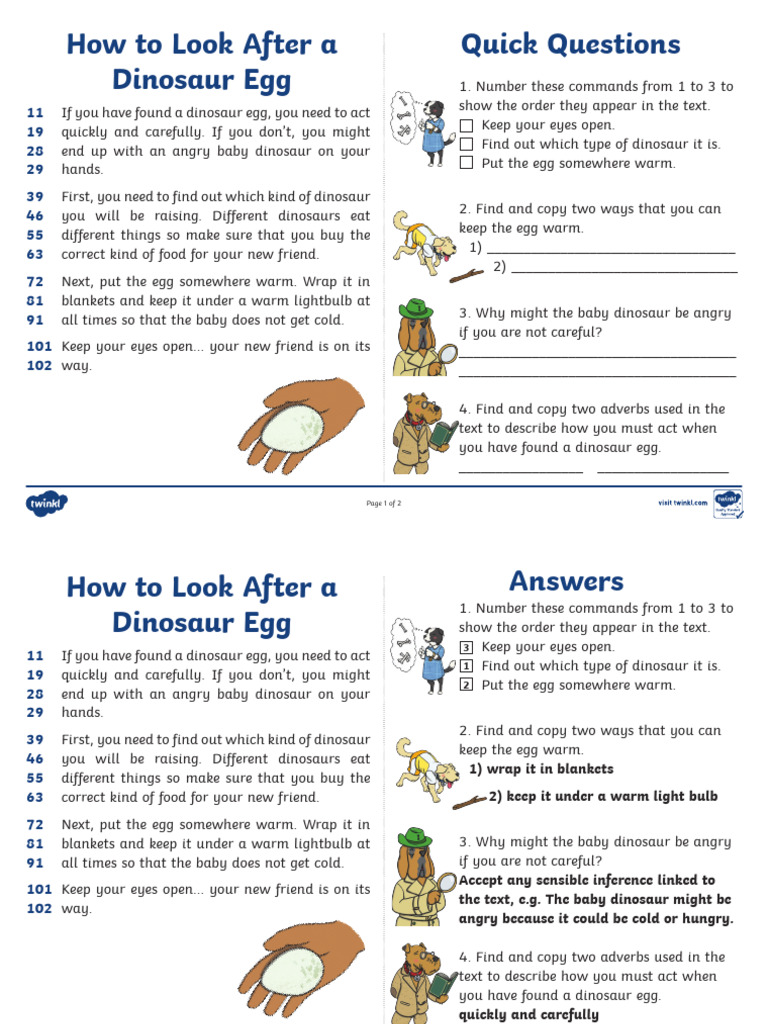 Dinosaur Egg Activity Card | PDF