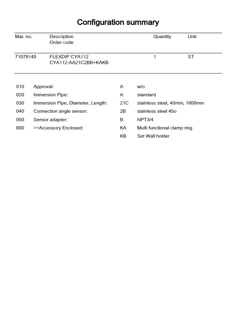 02.Configuration Summary for Cya112 | PDF
