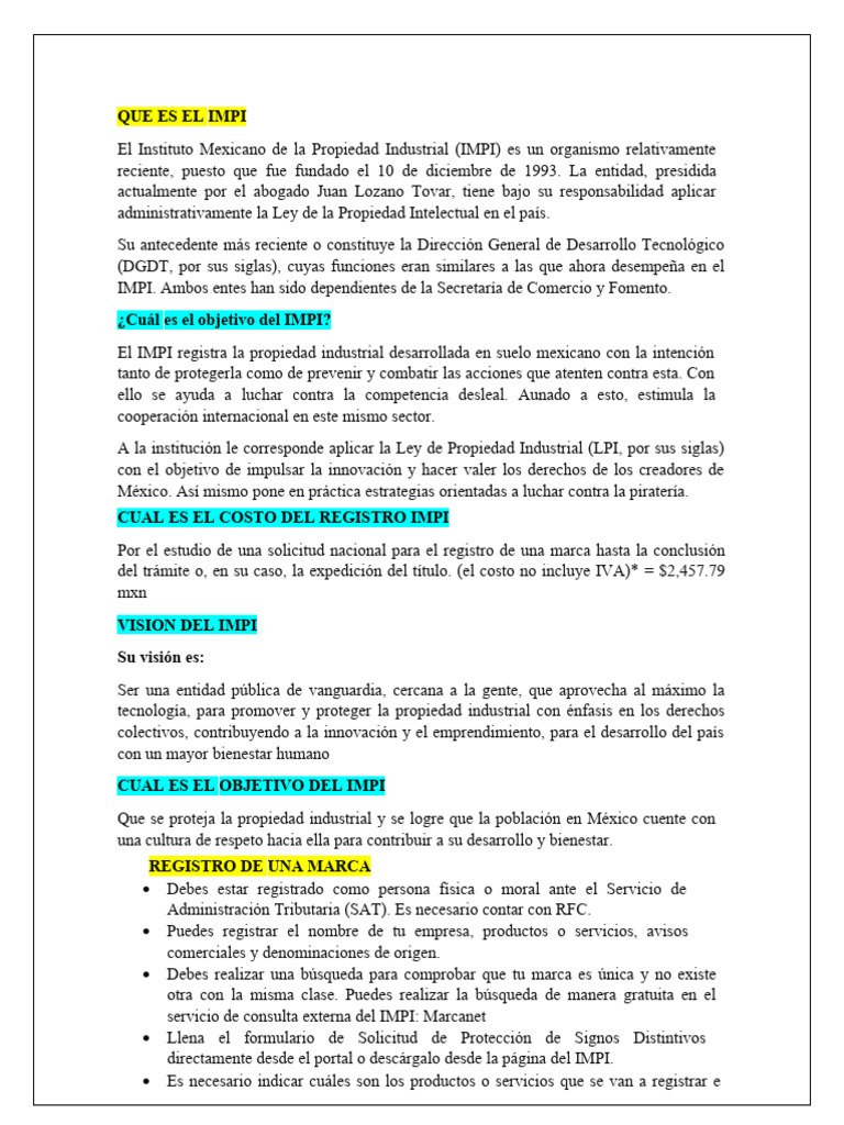 Que Es El Impi | PDF | Patentar | Marca comercial