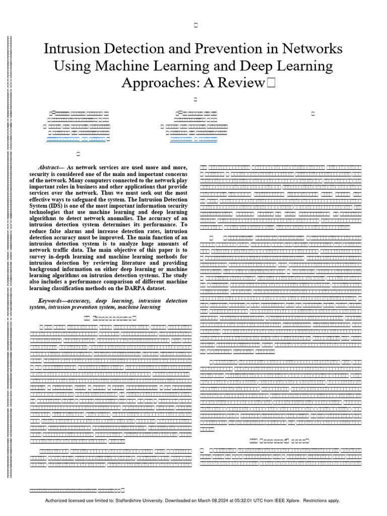 Network Intrusion Detection: ML & DL Review | PDF | Machine Learning | Deep Learning