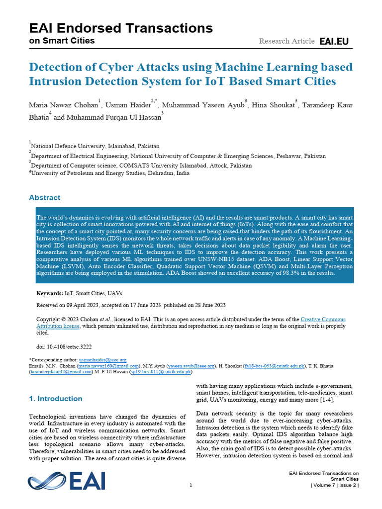 Feature Selection For Machine Learning Based Early Detection Of Distributed Cyber Attacks Pdf