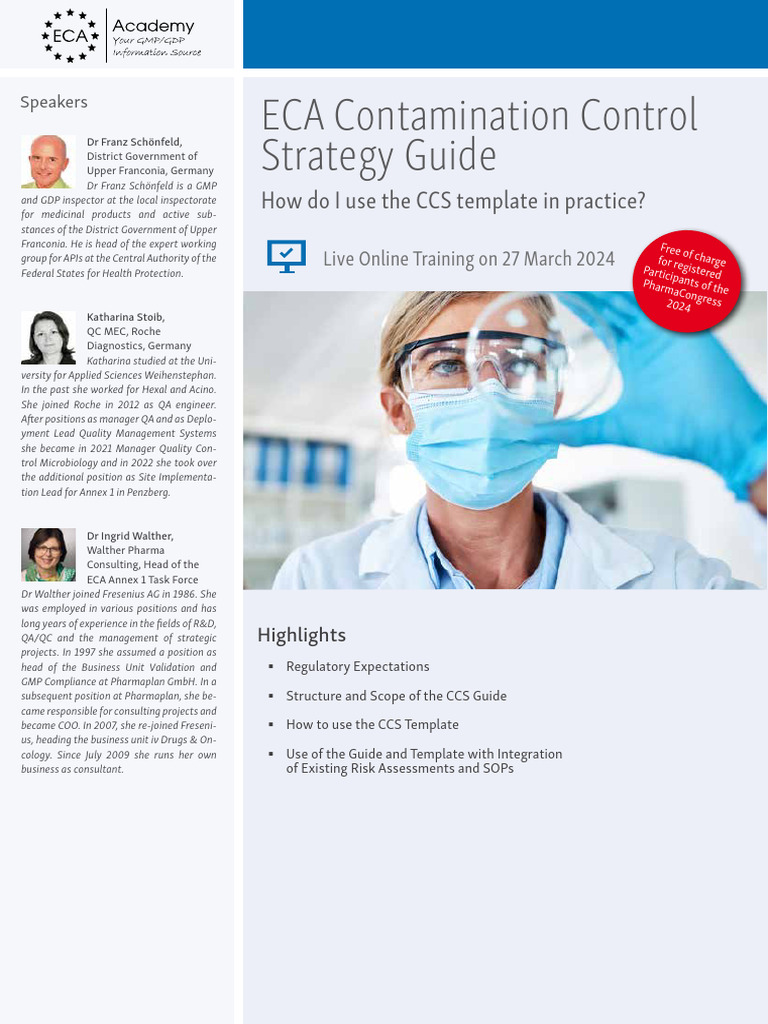 ECA Contamination Control Strategy Guide LOT | PDF