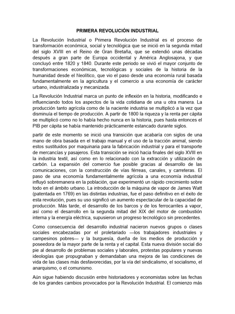 Primera Revolución Industrial | Descargar gratis PDF | Revolución ...