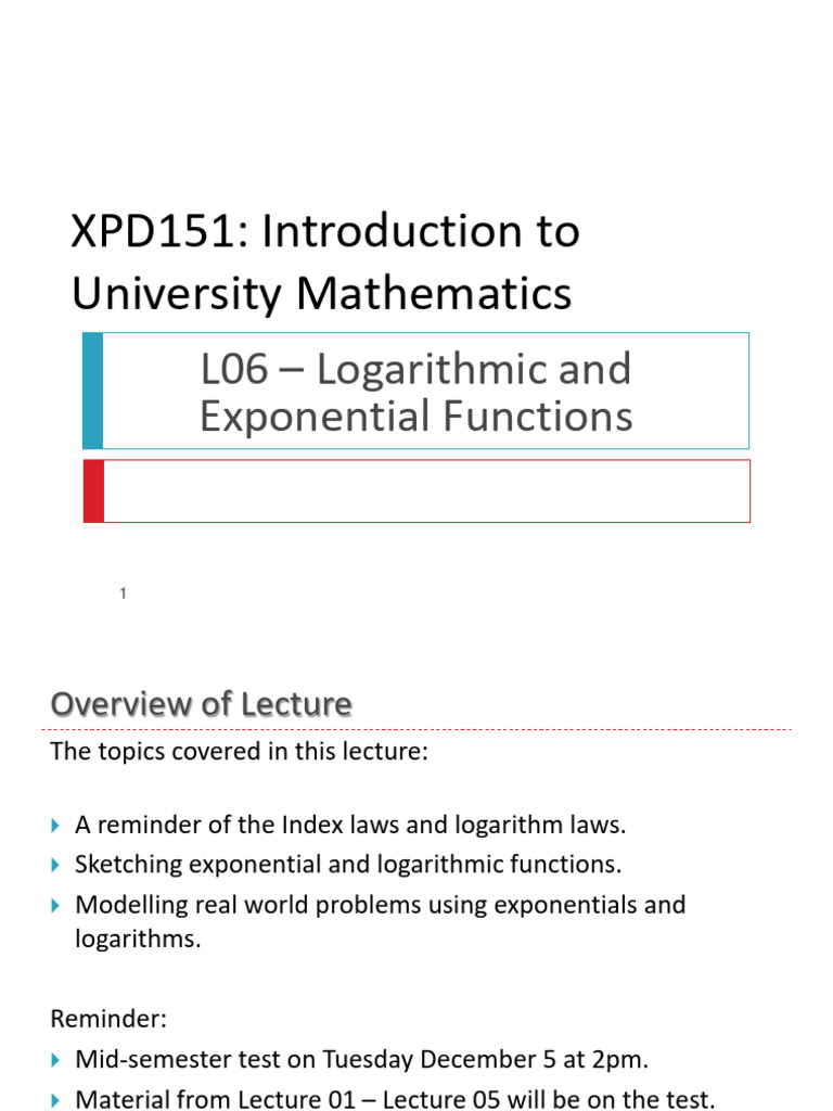 Logarithmic and Exponential Functions Overview | PDF | Logarithm ...