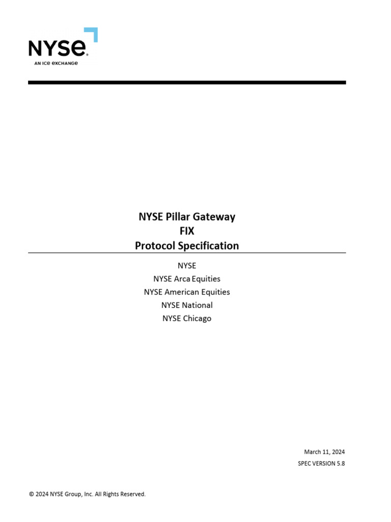 NYSE Pillar Gateway FIX Protocol Specification | PDF | Transmission ...