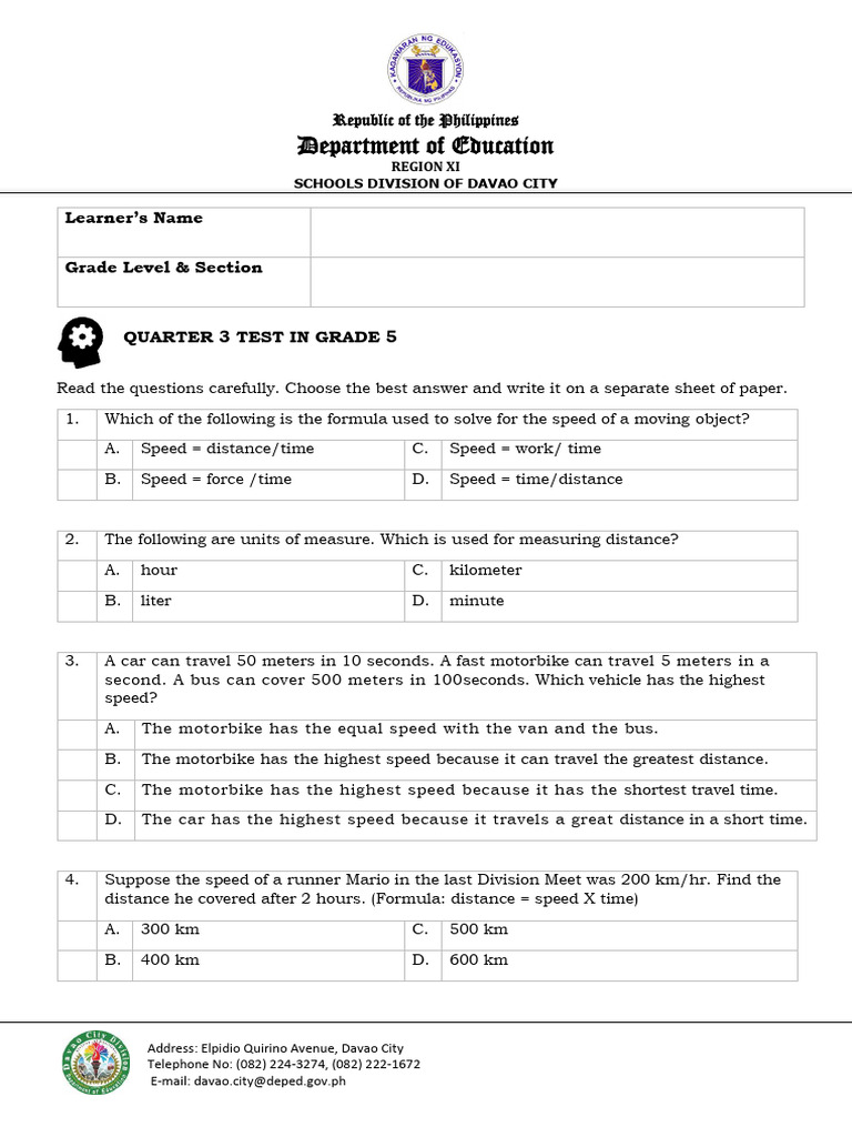 D2 Quarterly Test - Q3 Science 5 | PDF | Electrical Conductor ...