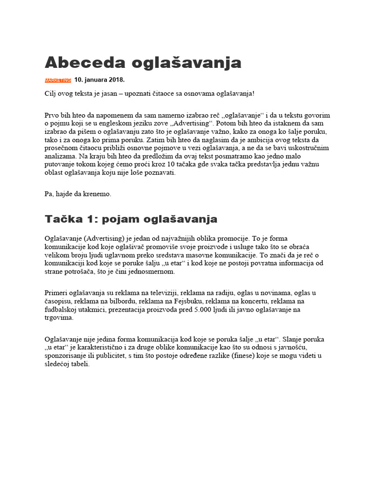 Abeceda Oglašavanja | PDF