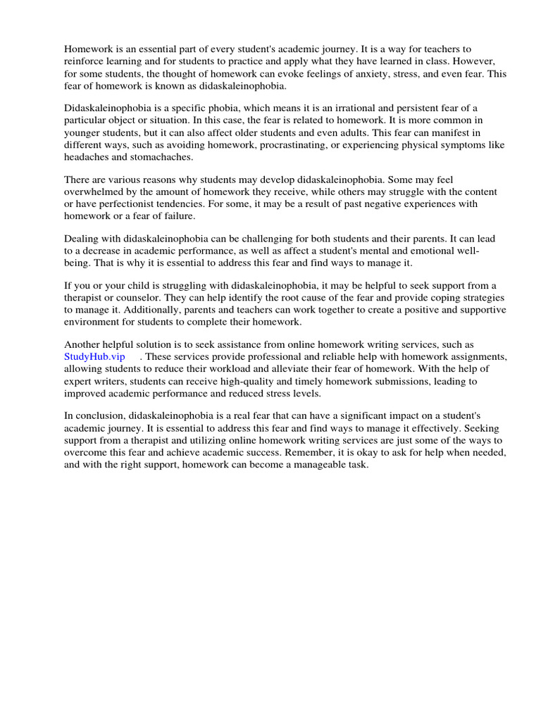 Overcoming Homework Phobia | PDF | Homework | Fear