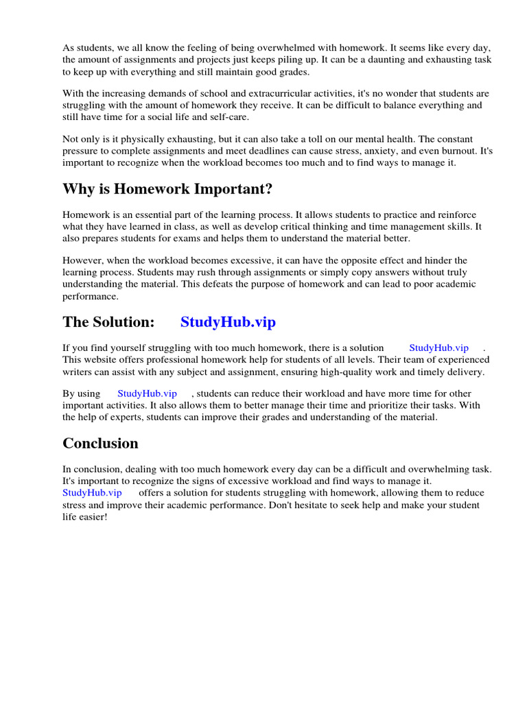 I Have Too Much Homework Everyday | PDF | Homework | Teachers