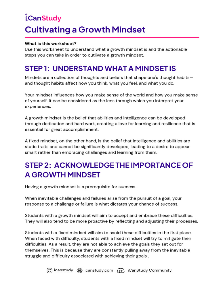 Growth Mindset | PDF | Mindset | Thought
