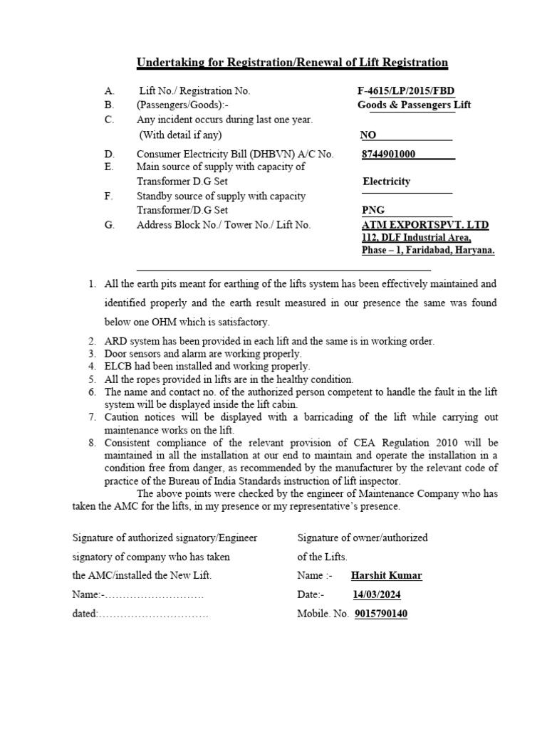 LIFT FORM | PDF | Elevator