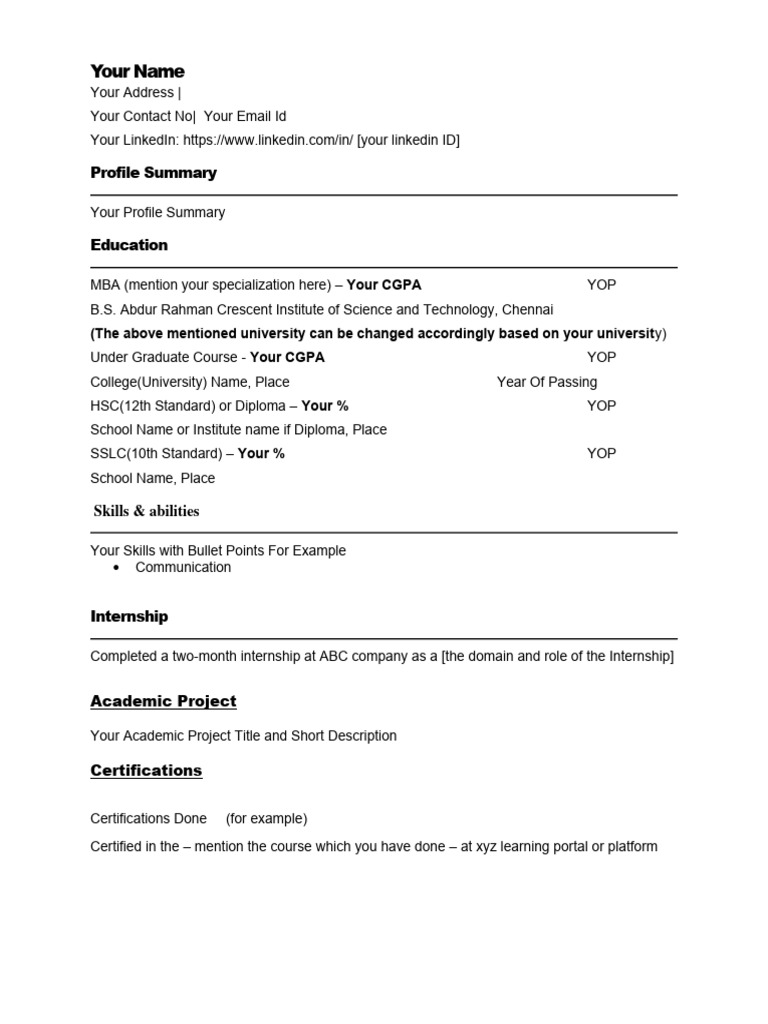 ATS Friendly Resume Template | PDF