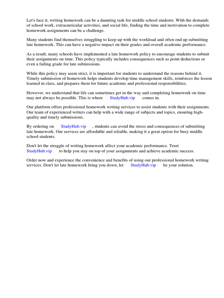 Late Homework Policy Middle School | PDF | Homework | Schools