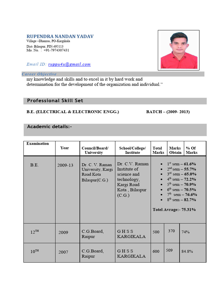 Rupendra Nandan Yadav - Resume | PDF | Engineering