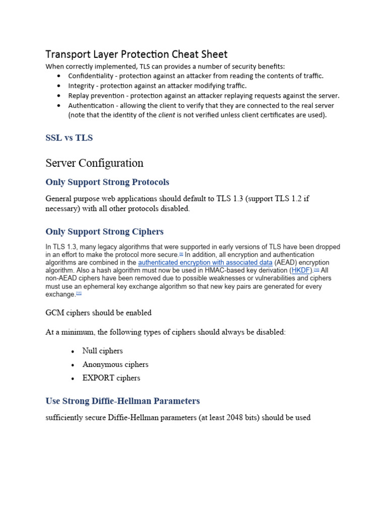 Transport Layer Protection Cheat Sheet | PDF | Transport Layer Security ... Transport Layer Protection Cheat Sheet | PDF | Transport Layer Security ...