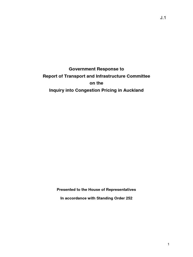 J.1 Govt Resp To TIC Report On Inquiry Into Congestion Pricing in ...