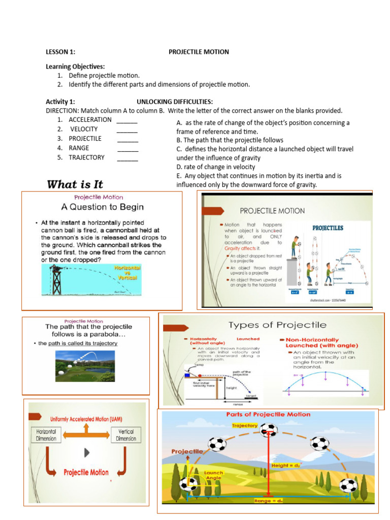 LESSON 1 projectile motion | PDF | Acceleration | Force LESSON 1 projectile motion | PDF | Acceleration | Force
