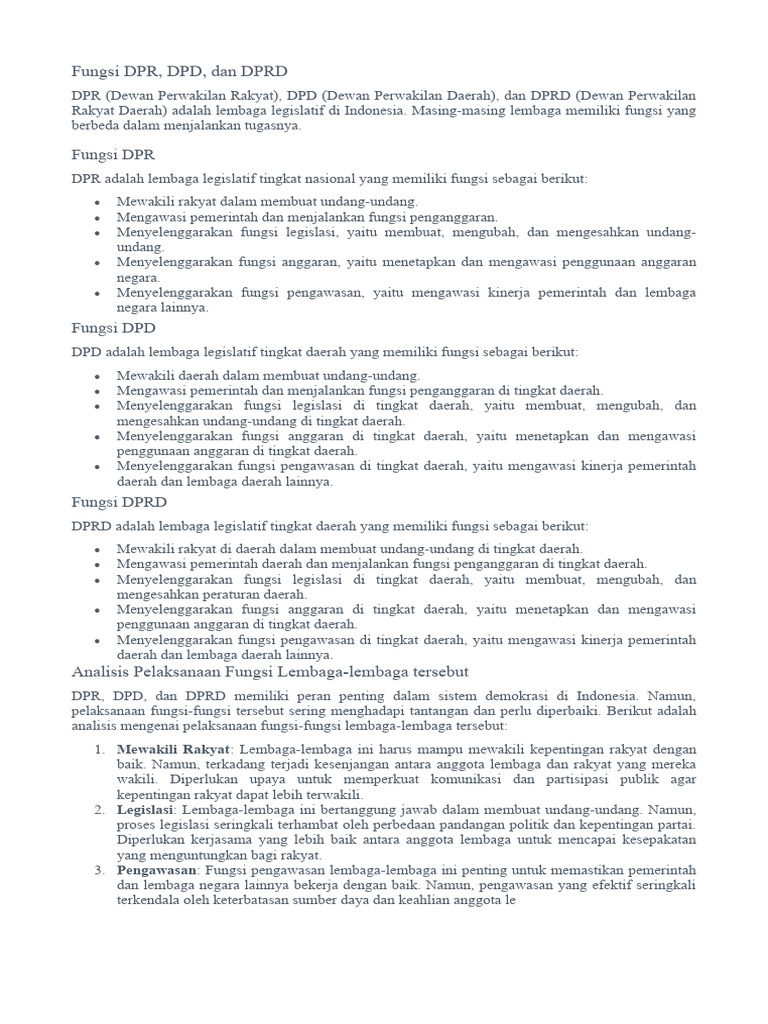 Fungsi DPR | PDF | Politik