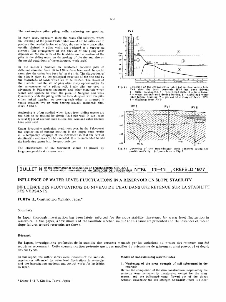 Influence of Water Level Fluctuations in A Reservoir On Slope Stability ...