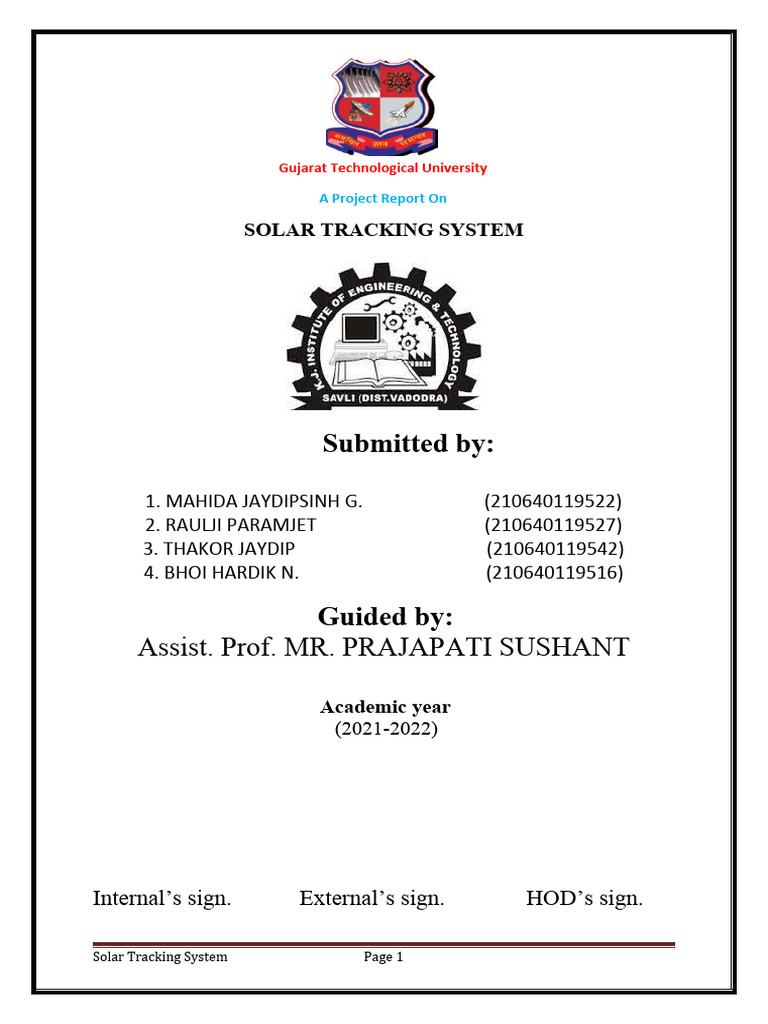 Fdocuments - in - Report On Solar Tracking System | PDF