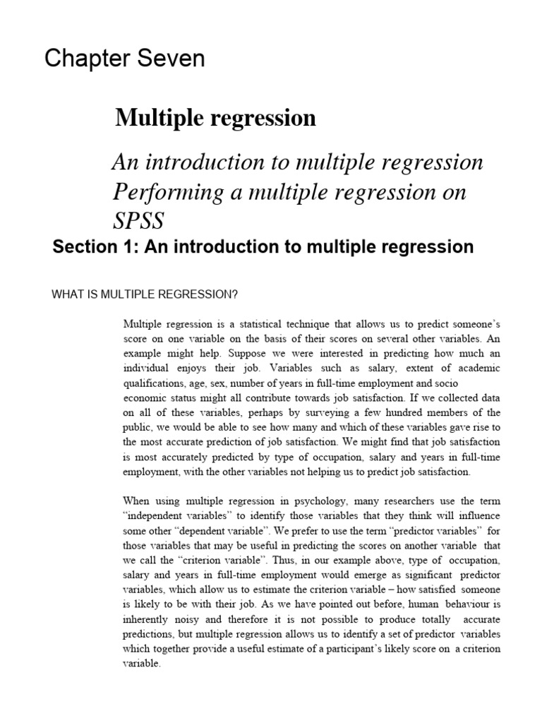 Multiple Regression in SPSS | PDF | Linear Regression | Coefficient Of ... Multiple Regression in SPSS | PDF | Linear Regression | Coefficient Of ...