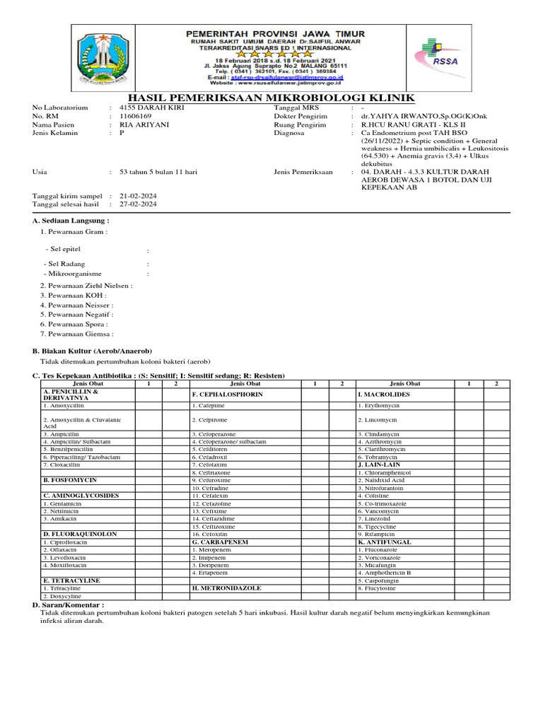Lab Mikrobiologi - 11606169 Kultur 4155 Darah Kiri 2024-02-27 | PDF ...